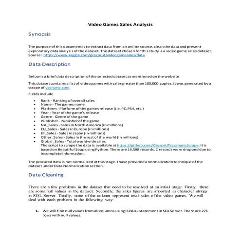 Video game sales analysis | DOCX