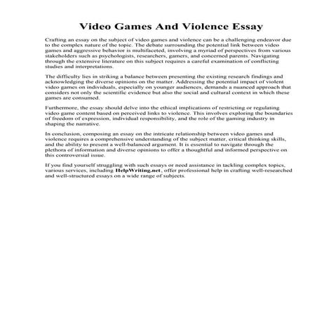 Video Games And Violence Essay | PDF