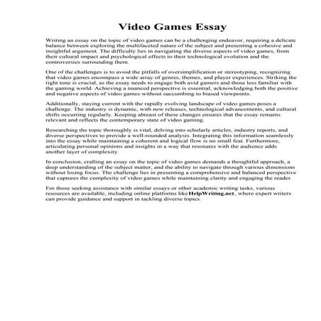 Video Games Essay.pdfVideo Games Essay. Impact of Video Games on ...