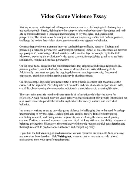 Do Violent Video Games Cause Behavior Problems Essay | PDF