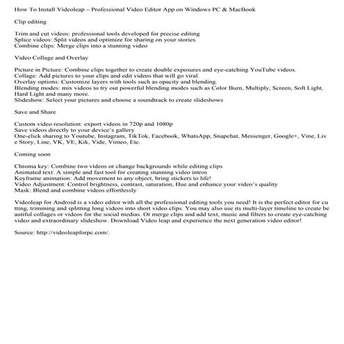 Videoleap app for PC | PDF