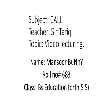 Video lecturing | PPTX