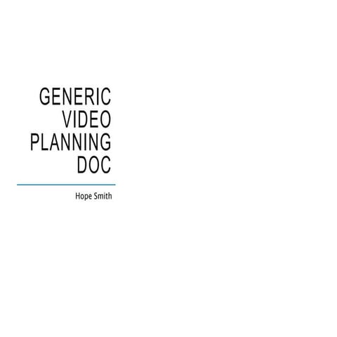 Video planning | PPTX | Video Production | Content Production