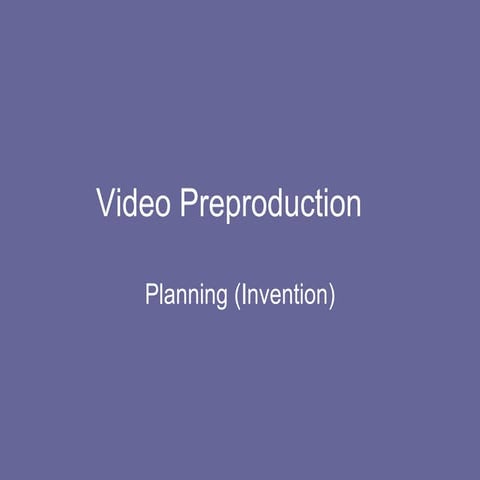 Video Preproduction | PPT