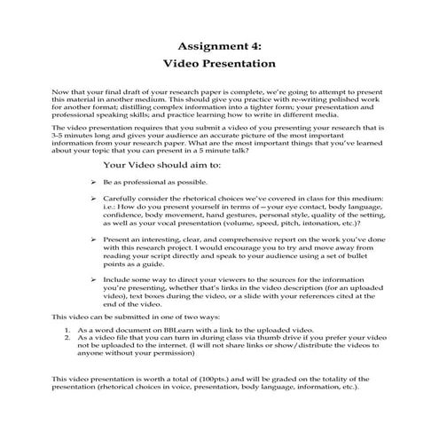 Video presentation instructions | PDF