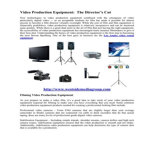 Video Production Equipment | PDF