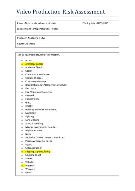 Risk assessment of location | PDF