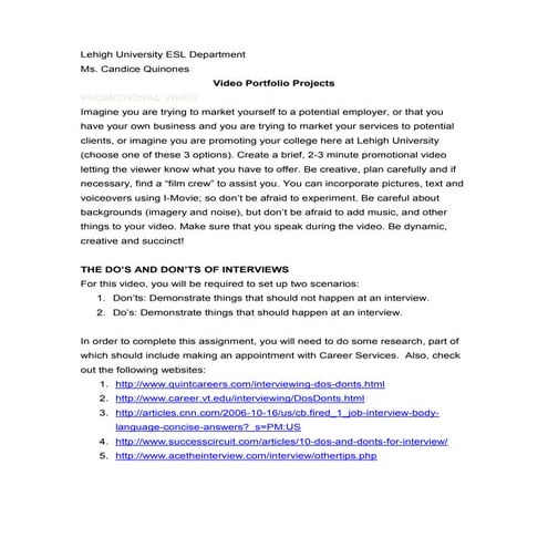 Video projects | DOCX