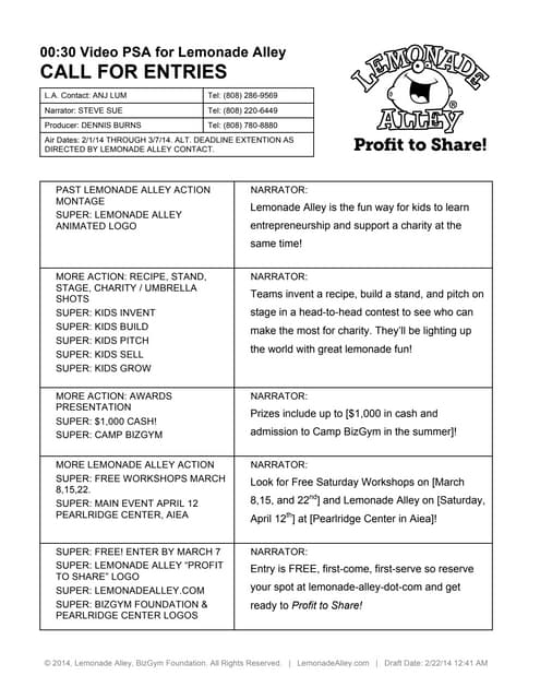 Psa script & guidelines | PPT
