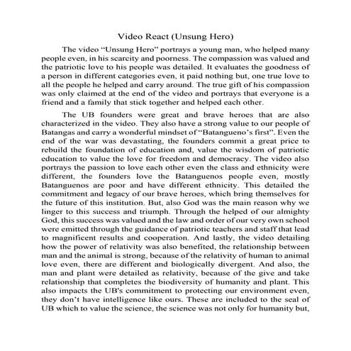 Unsung hero video analysis essay | PDF