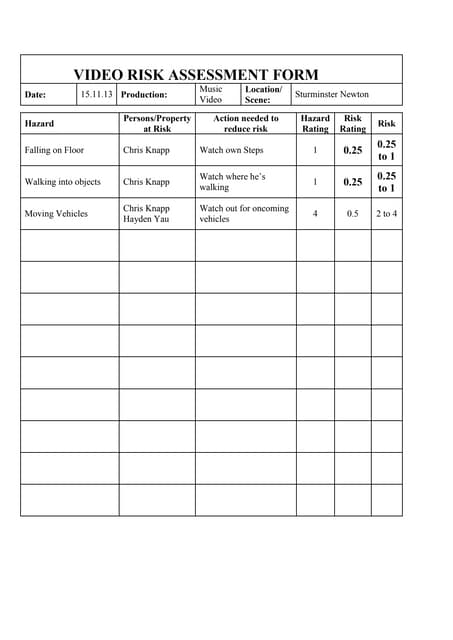 Risk assessment form | PDF