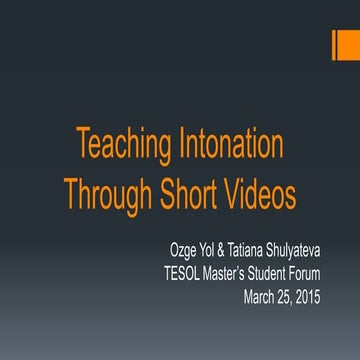 Teaching Intonation Through Short Videos | PPTX | Video Production ...