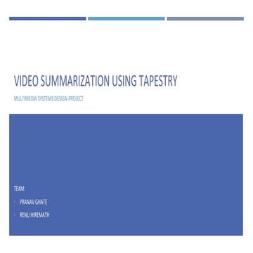 Video Summarization using Tapestry | PPT