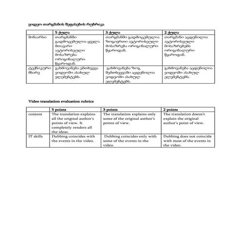 Video translation rubrics | DOCX