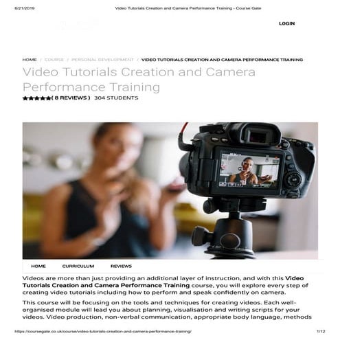 Video Tutorials Creation and Camera Performance Training - Course Gate ...