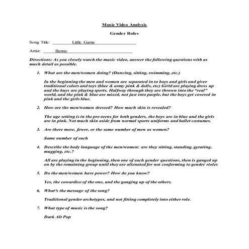 Video Analysis Worksheet | DOCX | Hip Hop Music | Music