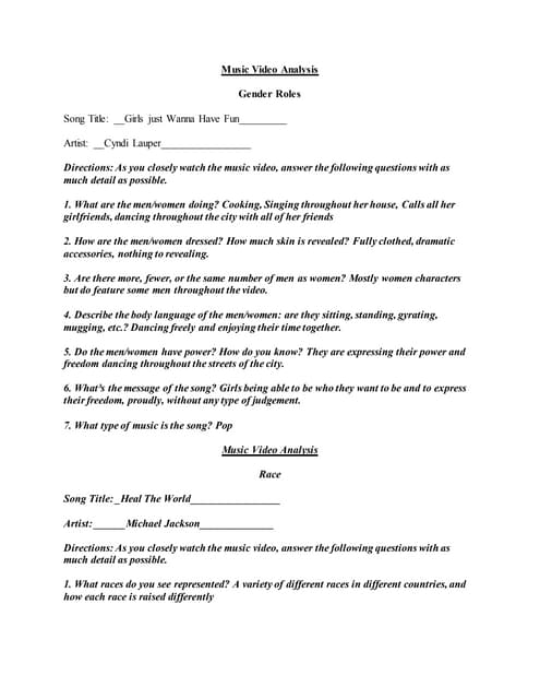 Video worksheet analysis | PDF