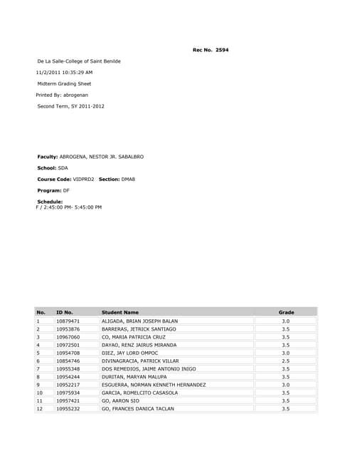 Format of closing billboard | DOC
