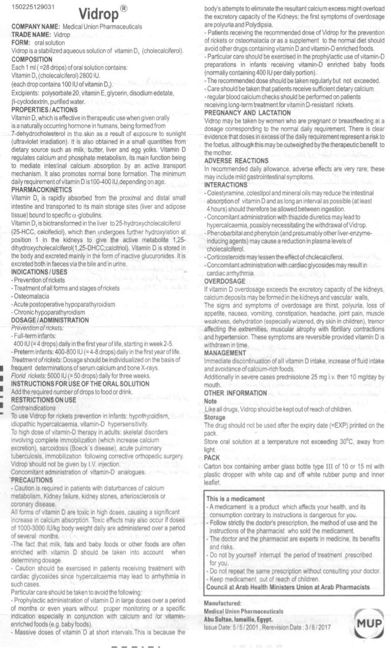 Vidrop oral solution- vitamin D3