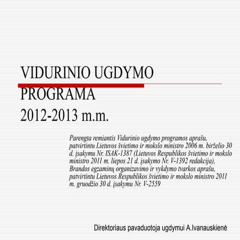 Vidurinio ugdymo programa | PPT