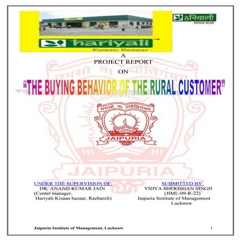 Retail project on hariyali hyper market by Vidya Bhooshan Singh ...