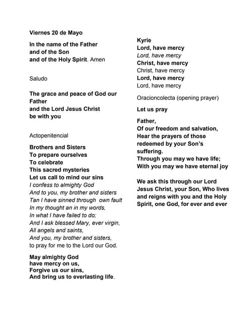 RTPM - DSHS Class of 2024 - Baccalaureate Mass | PDF