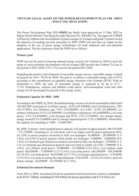 VIETNAM – BREAKING NEWS – PDP8 Published! THE POWER DEVELOPMENT PLAN ...