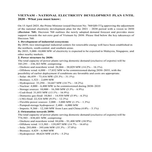 VIETNAM - ENERGY MASTER PLAN 2021 - 2030 WITH BACKUP BY CPTPP and ...