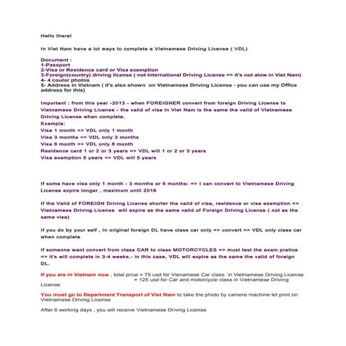 Vietnamese driving license | DOC