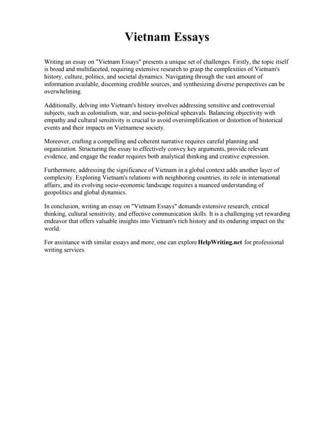 Essay On The Vietnam War. Morehouse College | PDF