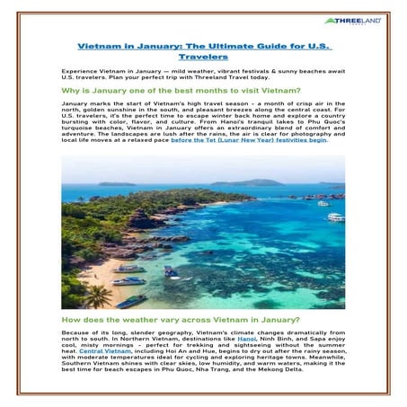 Vietnam in January: The Ultimate Guide for U.S. Travelers | PDF