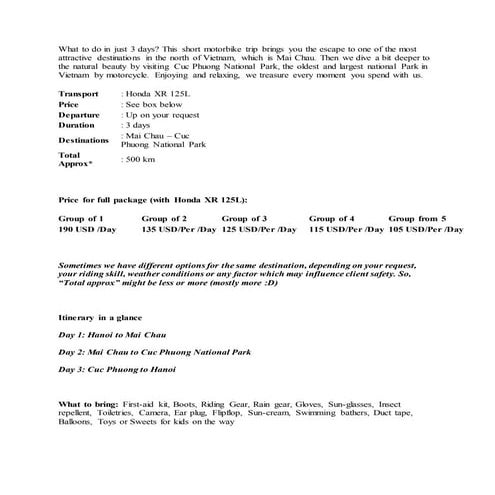 Vietnam motorbike tours | DOCX