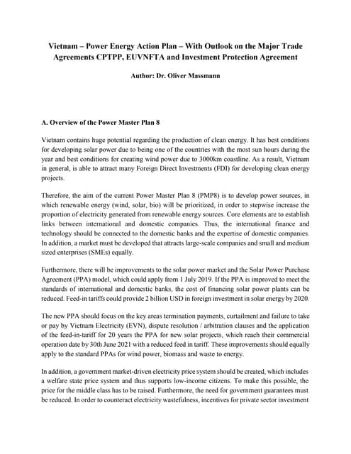 VIETNAM - ENERGY MASTER PLAN 2021 - 2030 WITH BACKUP BY CPTPP and ...