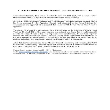 VIETNAM - NATIONAL POWER MASTER PLAN 8 TO BE FINALIZED IN MAY 2022 | PDF