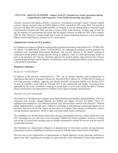 Services Trade in Vietnam under the EVFTA | PDF