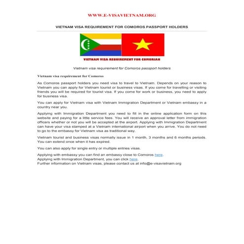 Vietnam visa requirement for comoros passport holders | PDF | Travel ...
