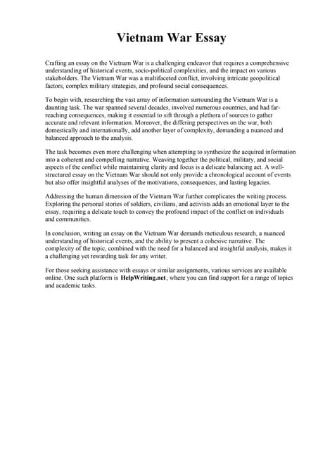 Essay On The Vietnam War. Morehouse College | PDF