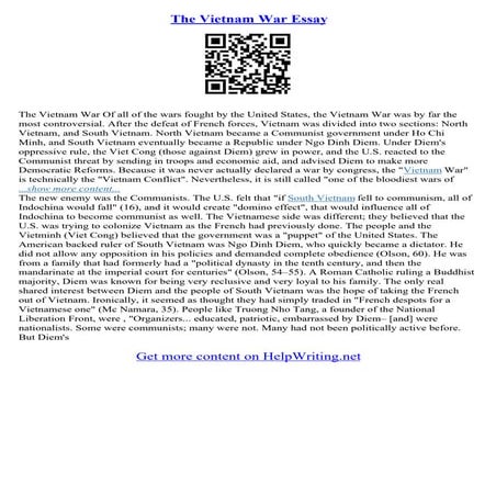 Vietnam War Essay Topics | PDF