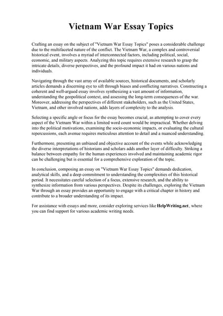 Essay On The Vietnam War. Morehouse College | PDF