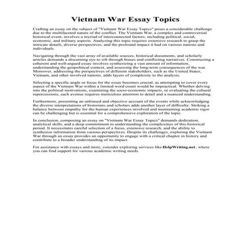 Vietnam War Essay Topics.pdf | War and Conflicts
