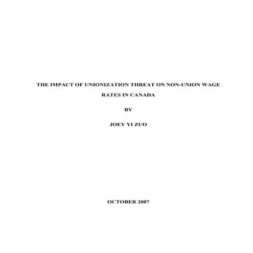 The Impact of Unionization Threat on Non-union Wage Rages in Canada | PDF