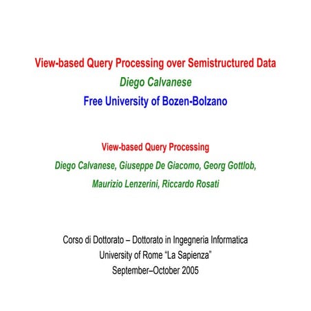 View Based Query Processing In Semistructured Data Ppt