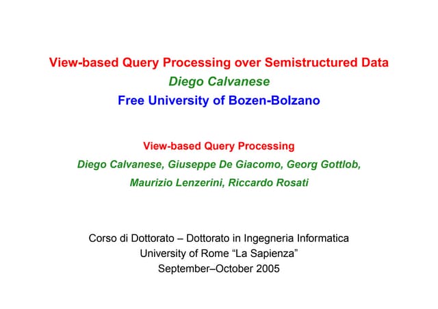 View Based Query Processing In Semistructured Data Ppt