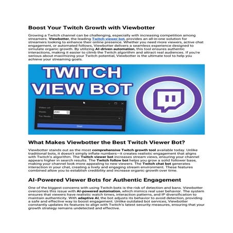 Viewbotter - The Best All-in-One Twitch Viewer Bot, Follow Bot & Chat Bot | DOCX