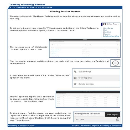 Blackboard Collaborate Ultra - Viewing Session Reports | PDF