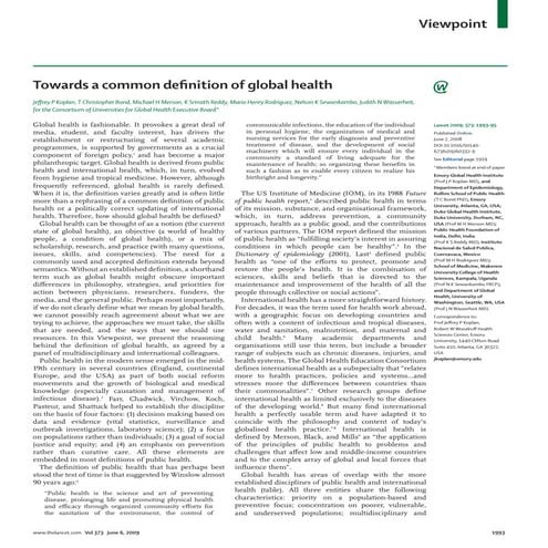 View point on global health | PDF
