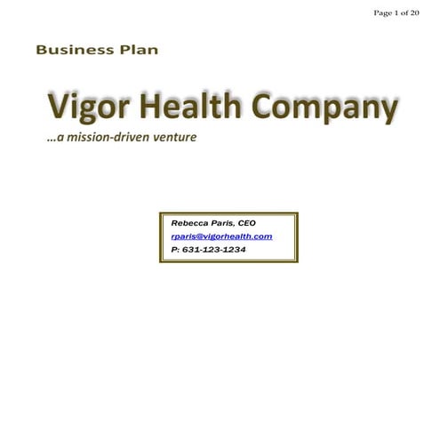 Vigor Health Business Plan 507 | DOCX
