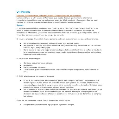 Presentacion de power point del vih sida | PPTX