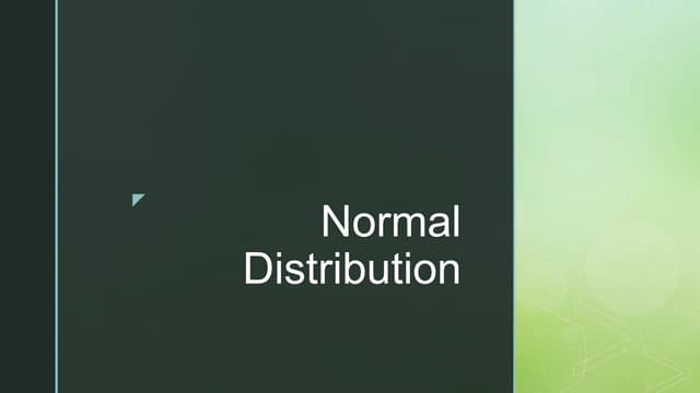 The Standard Normal Distribution | PPTX
