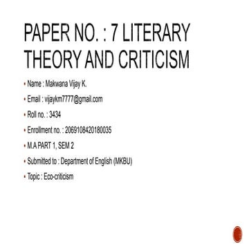 Eco~criticism | PPTX